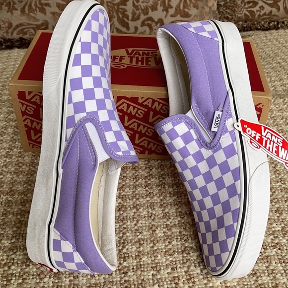 Vans | Shoes | Vans Classic Slip On Checkerboard Violet Tulip Men ...